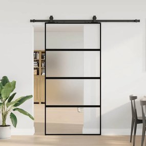 Posuvné dveře se sadou kování černé 102,5x205 cm Tvrzené sklo 3375891
