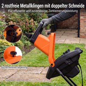 Costway Zahradní drtič elektrický 2500 Nožový drtič W na větve do 45 mm 21: 1