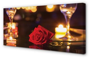 Obrazy na plátně Rose svíčka brýle 100x50 cm