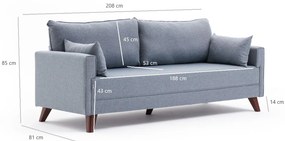 Hanah Home Rozkládací pohovka BELLA modrá 208 cm 825BLC1688