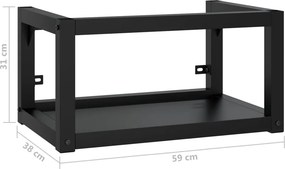Nástěnný koupelnový regál pod umyvadlo černý 59x38x31 cm železo 338494