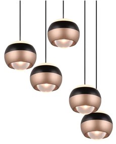 LED závěsné svítidlo s kovovým stínidlem ø 30 cm v černo-měděné barvě Orbit – Trio Select