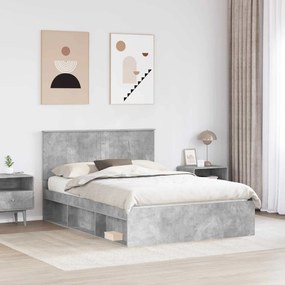 Rám postele Betonově šedá 135 x 190 cm Masivní borové dřevo 3411022