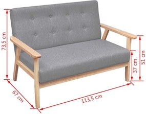 Dvoumístná pohovka s textilním čalouněním světle šedá 242226