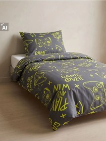 Sinsay - Bavlněné ložní prádlo s herním motivem - modrá