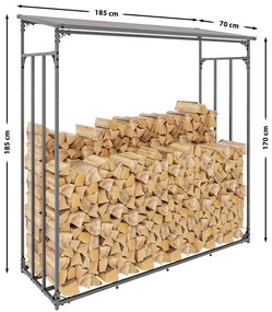 Přístřešek na palivové dřevo Ruston XXL - 185x70x185 cm, hliník