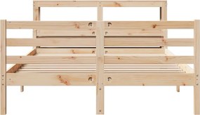 Rám postele s čelem bílý 140 x 200 cm masivní borové dřevo 3305943