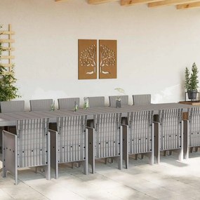 Zahradní jídelní souprava s polštáři 15 ks Světle šedá PP 3378810