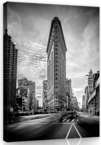Obraz 75x100 Flatiron New York černobílé město architektura mraky