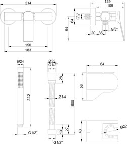 Invena Neri, sprchová baterie s ruční sprchovou soupravou, měděná matná, INV-BN-P1-014-L