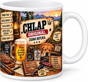 Vtipný hrnek pro chlapa CHLAP originál, žádná replika – dárek pro muže 300 ml