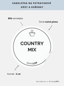 Samolepka na kořenky COUNTRY MIX bílá 5 cm tučné písmo