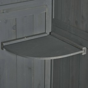 Outsunny zahradní skříňka zahradní přístřešek na nářadí s policemi asfaltová střecha okno dřevo šedá+zelená 77 x 54,2 x 179 cm | Aosom