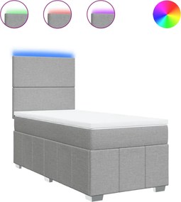 Box spring postel s matrací světle šedý 100 x 200 cm textil 3293872