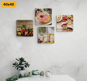 Set obrazů jemné zátiší do kuchyně - 4x 60x60 cm