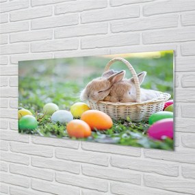 Obraz na skle králíci vejce 125x50 cm
