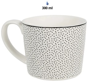 Bílý keramický hrnek s černými puntíky a nápisem Lovely day – 275 ml