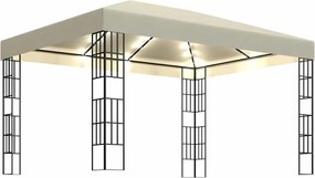 Altán se světelnými LED řetězy 3 x 4 m krémový 3070321