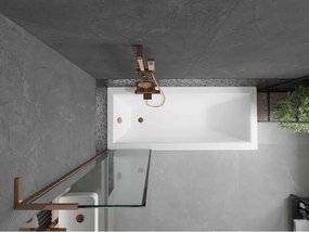 Mexen Next L, 1-křídlová vanová zástěna 50 x 150 cm, 6mm čiré sklo-černý vzor, ​​růžové zlato profil, 895-050-000-03-70-60