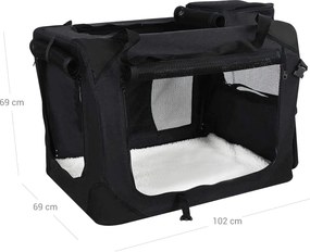 Taška na psa 102x69x69 cm, xXXL skládací přepravka pro domácí zvířata, černá | feandrea