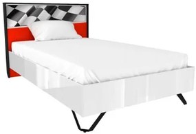 Dětská postel Racer 120x200cm - bílá/červená/rock