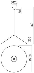Redo 01-4622 Konos, měděné kónické závěsné svítidlo 1xE27, průměr 75cm