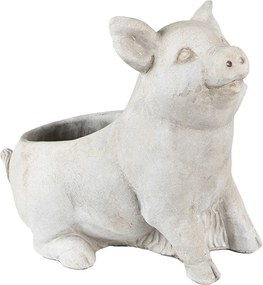Šedý cementový květináč prasátko Pig - 24*13*20 cm