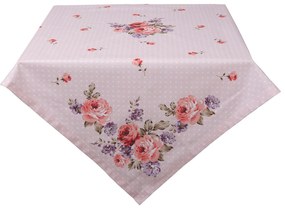 Růžový bavlněný ubrus na stůl s růžemi Dotty Rose - 100*100 cm