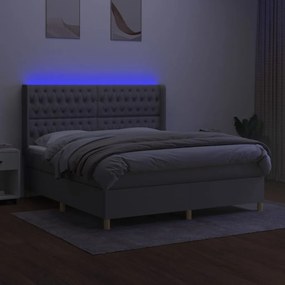 Box spring postel s matrací a LED světle šedá 180x200 cm textil 3139133