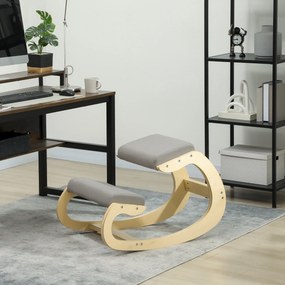 HOMCOM Ergonomický houpací kloubní židle pro home office, ke zlepšení držení těla, světle šedá