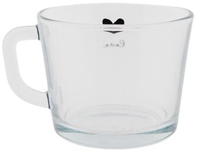 Skleněný hrneček s černým srdíčkem Love – 450 ml