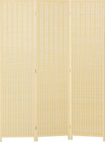 HOMCOM Interiérový dřevěný paravan 3 panely 135 x 180 cm Skladný rozdělovací separator pro obývací pokoj a ložnici, přírodní dřevo