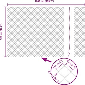 Plot s řetězovým odkazem a sloupkem 10 x 1,2 m Šedá Síťovina 3336269