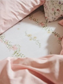 Sinsay - Bavlněný prostěradlo s gumou a květinovým motivem - krémová