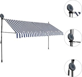 Ručně zatahovací markýza s LED světlem 400 cm modrobílá 145847