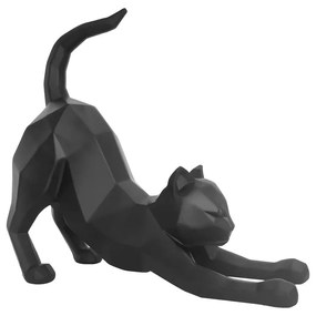 Matně černá soška PT LIVING Origami Stretching Cat, výška 30,5 cm