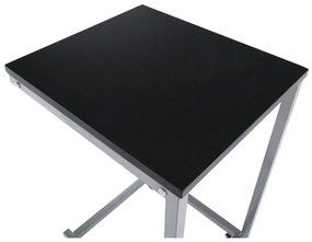 Příruční stolek, černá/kov stříbrná, MANNY