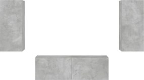 vidaXL 3dílná obývací stěna s LED osvětlením [3216870] Barva: Betonová šedá