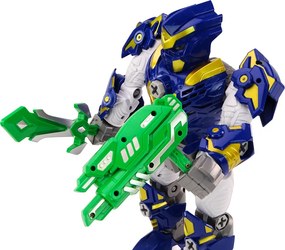 LEAN Toys Robot na šroubování, zbraň, vrtačka, šroubovák, světla, zvuk, tmavě modrý