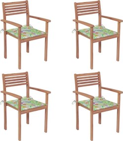 vidaXL Zahradní židle 4 ks podušky masivní teak [3062297] Barva: Jasně zelená