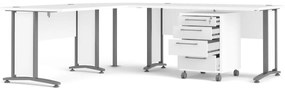 FALCO Rohový psací stůl Office 80400/304 bílá/silver grey