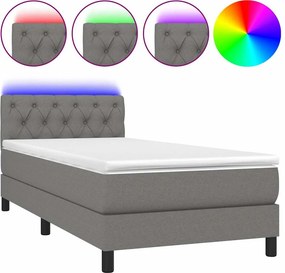 Box spring postel s matrací a LED tmavě šedá 80 x 200 cm textil 3133350
