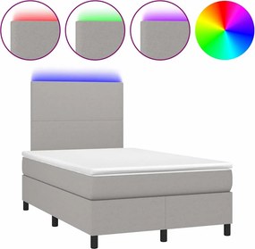 Box spring postel s matrací a LED světle šedá 120x200 cm textil 3134701