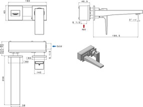 Sapho Sapho, DIMY podomítková dvouprvková umyvadlová baterie, chrom, DM018