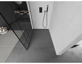 Mexen Kioto L, sprchová zástěna Walk-In 70 x 200 cm, 8mm čiré sklo černý vzor, ​​grafitový profil, 800-070-103-95-78