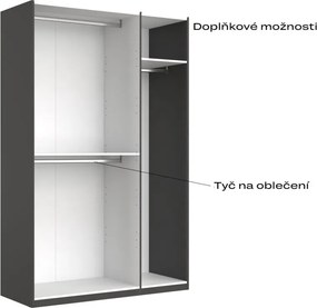 Skříň 3dv bez zrcadel série N, grafit Dominika