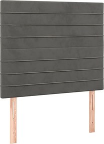 Box spring postel s matrací a LED tmavě šedá 100x200 cm samet 3136168