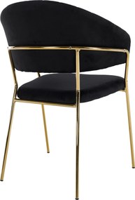 Designové jídelní křeslo, černá Velvet látka/gold chrom zlatý, DASMIN TYP 1