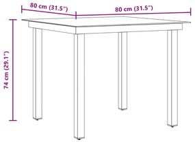 vidaXL Marketos Zahradní stůl černý 80 x 80 x 74 cm hliník a sklo
