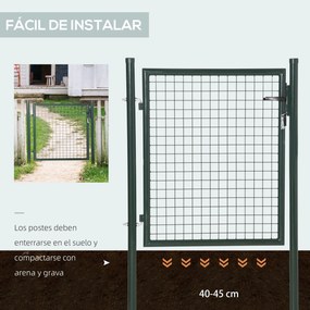 HOMCOM Ocelová zahradní brána s uzamykatelnou rukojetí a 3 klíči, blokující dveře pro venkovní patio a terasu 97x150 cm Zelená